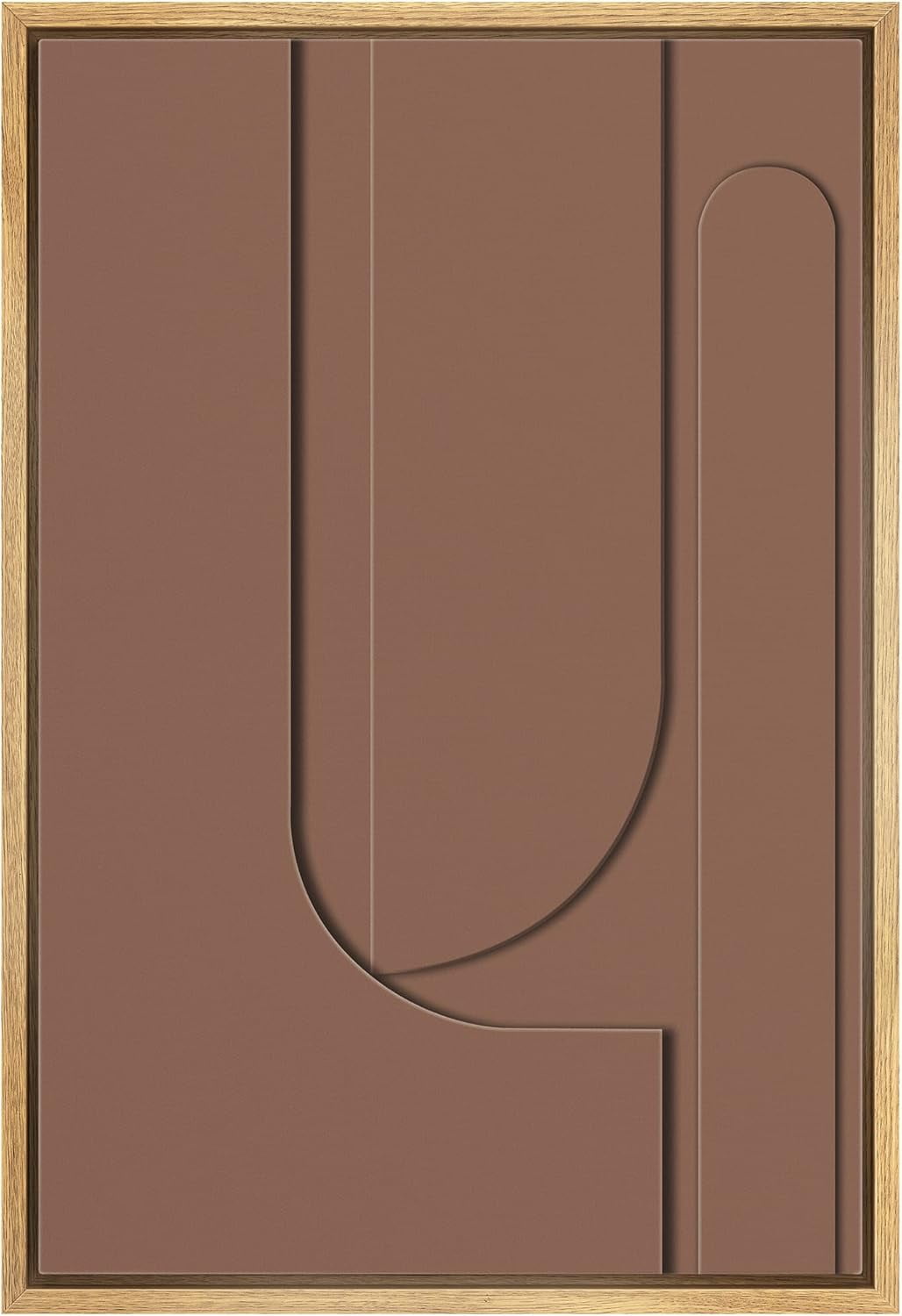 AEFER Framed Canvas Print Wall Art Brown Mid-Century Geometric Polygon ...