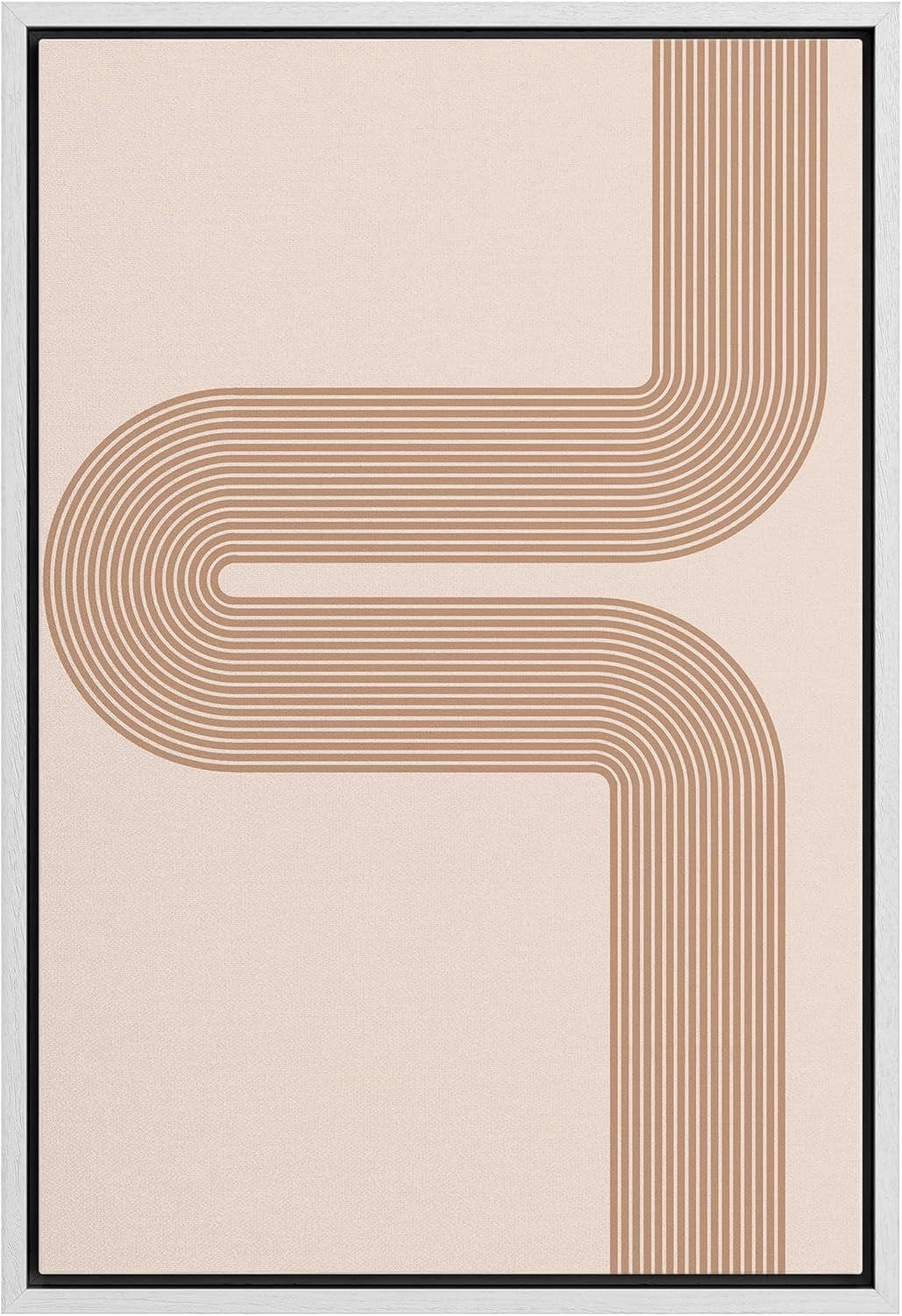 AEFER Framed Canvas Print Wall Art Brown Tan Mid-Century Twist Loop ...