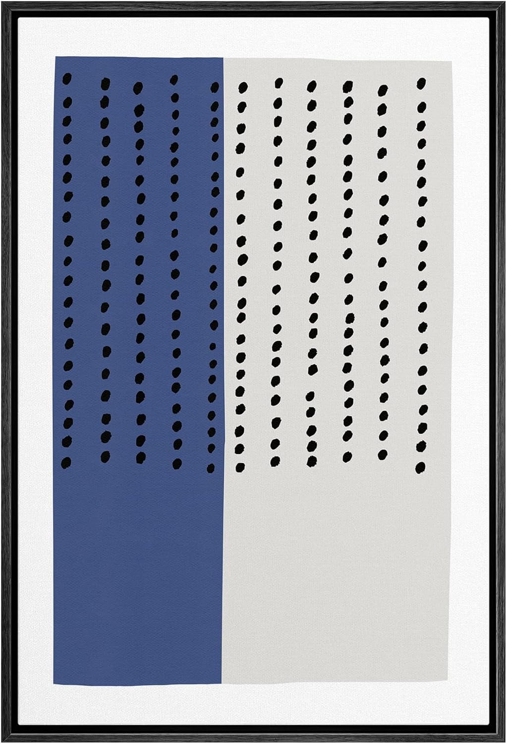 AEFER Framed Canvas Print Wall Art Dot Collage on Dark Blue Color Block ...