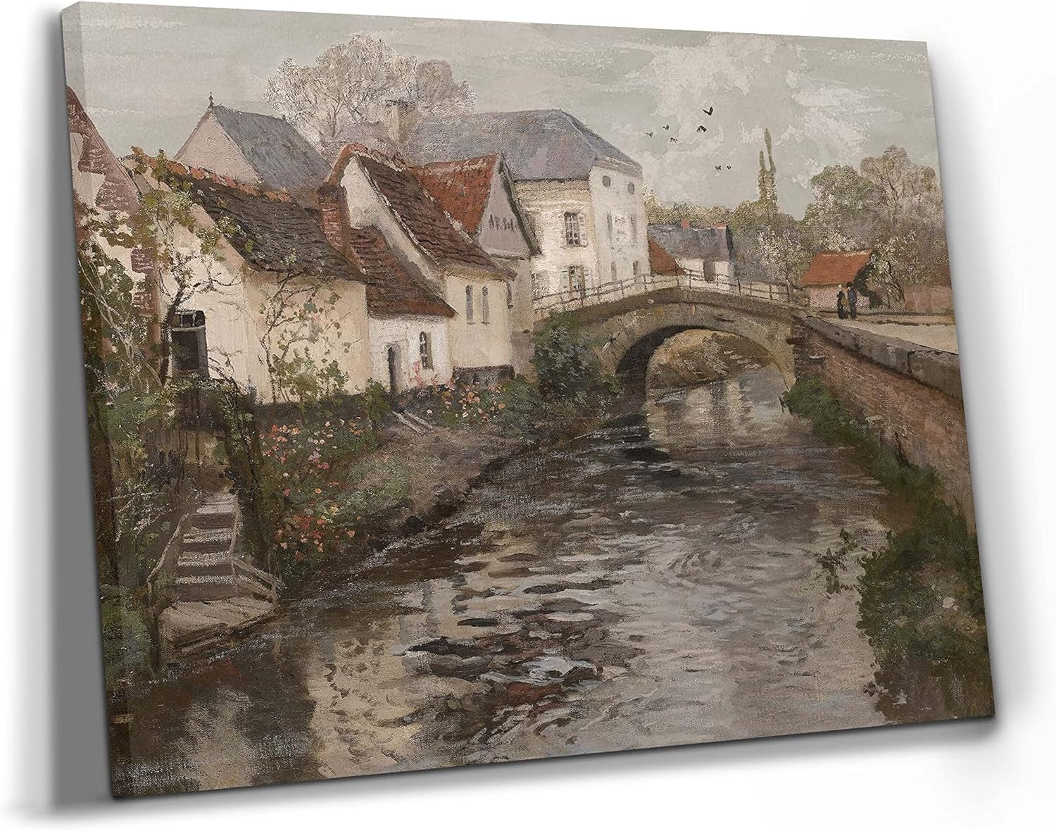 AEFER Framed Canvas Print Wall Art, Farmhouse Decor, Village House By ...