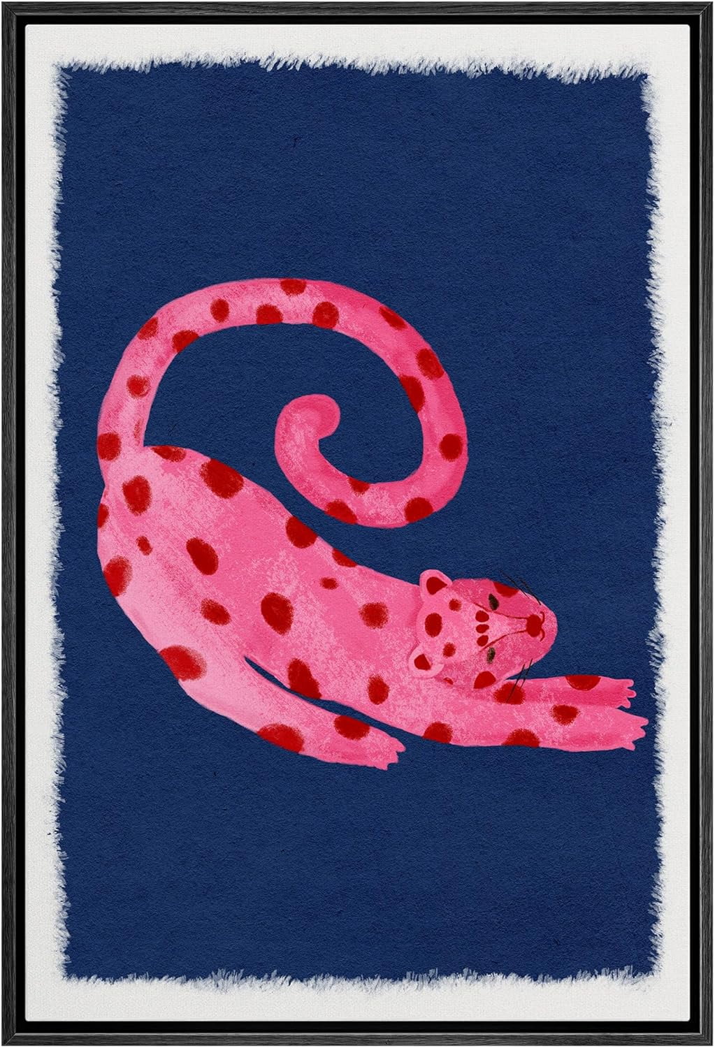 AEFER Framed Canvas Print Wall Art Hot Pink Cheetah Cat Print Portrait ...