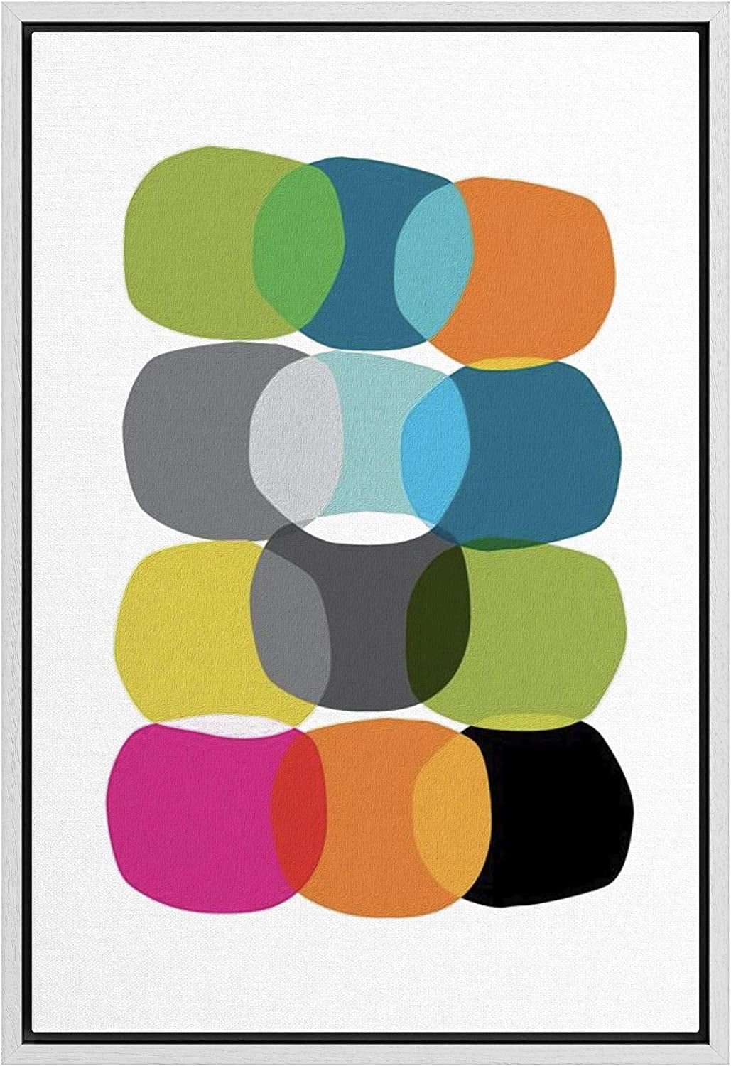 AEFER Framed Canvas Print Wall Art Intersecting Rainbow Circle Display ...