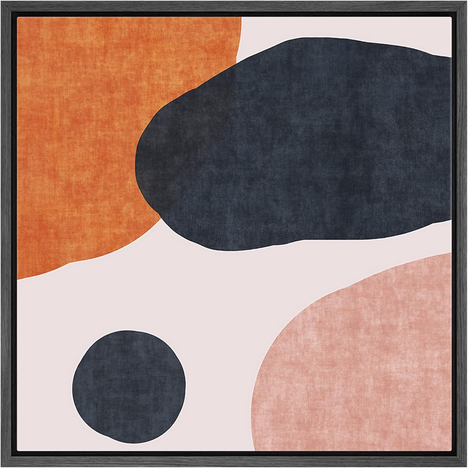 AEFER Framed Canvas Print Wall Art Orange Blue Pastel Color Block ...