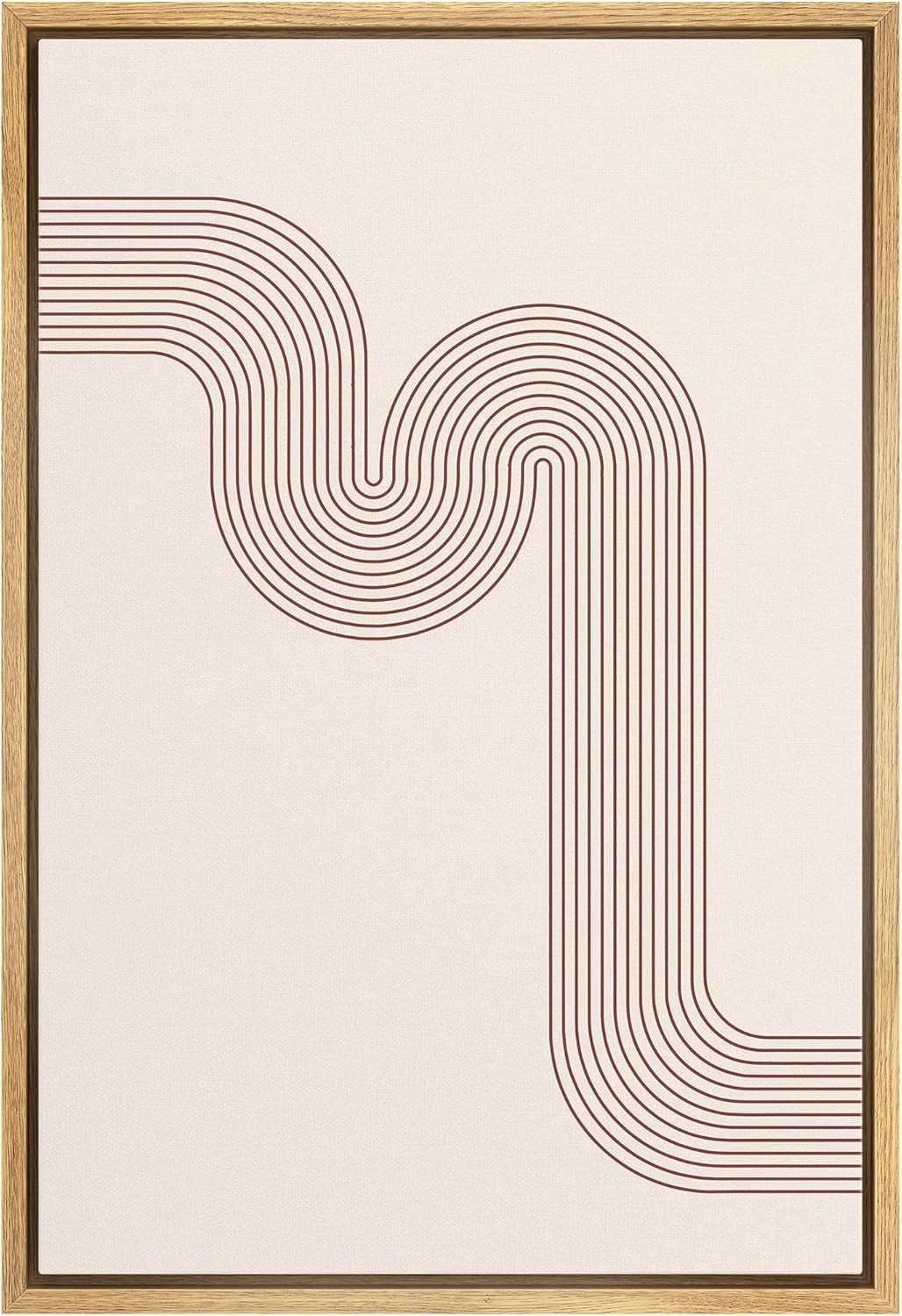 AEFER Framed Canvas Print Wall Art Pastel Brown Mid-Century Twist Wave ...