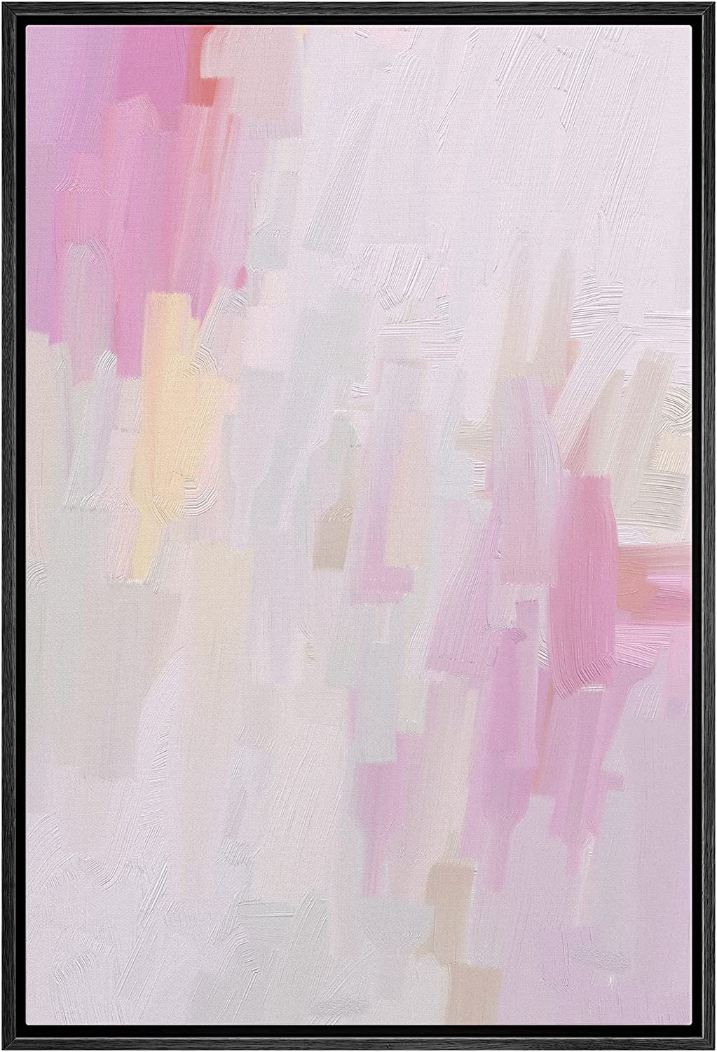 AEFER Framed Canvas Print Wall Art Pastel Pink, Purple & White Color ...