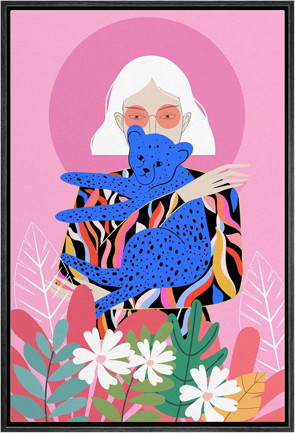 AEFER Framed Canvas Print Wall Art Preppy Room Decor Baby Jungle Flower ...