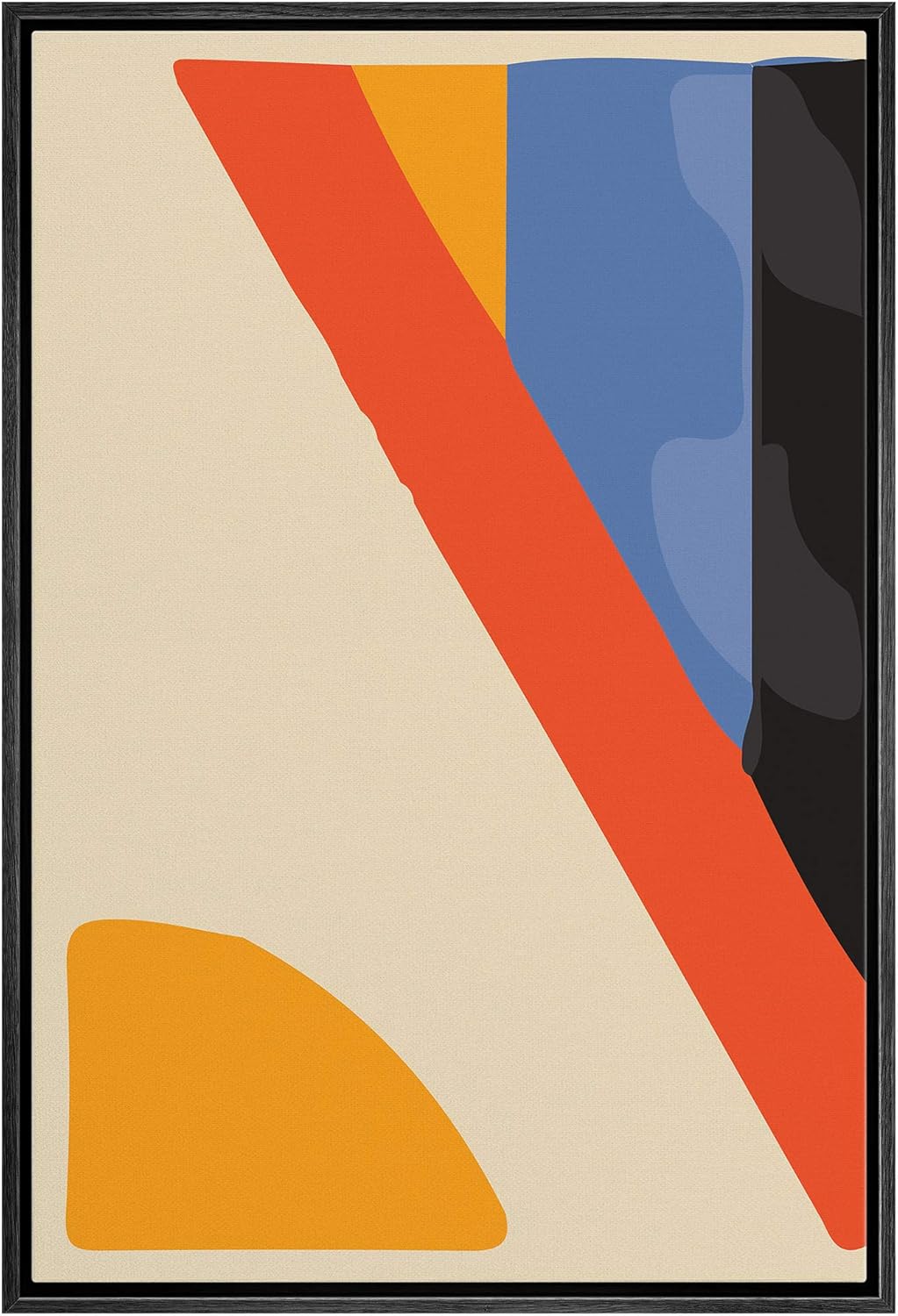 AEFER Framed Canvas Print Wall Art Red, Blue & Black Line Art Geometric ...