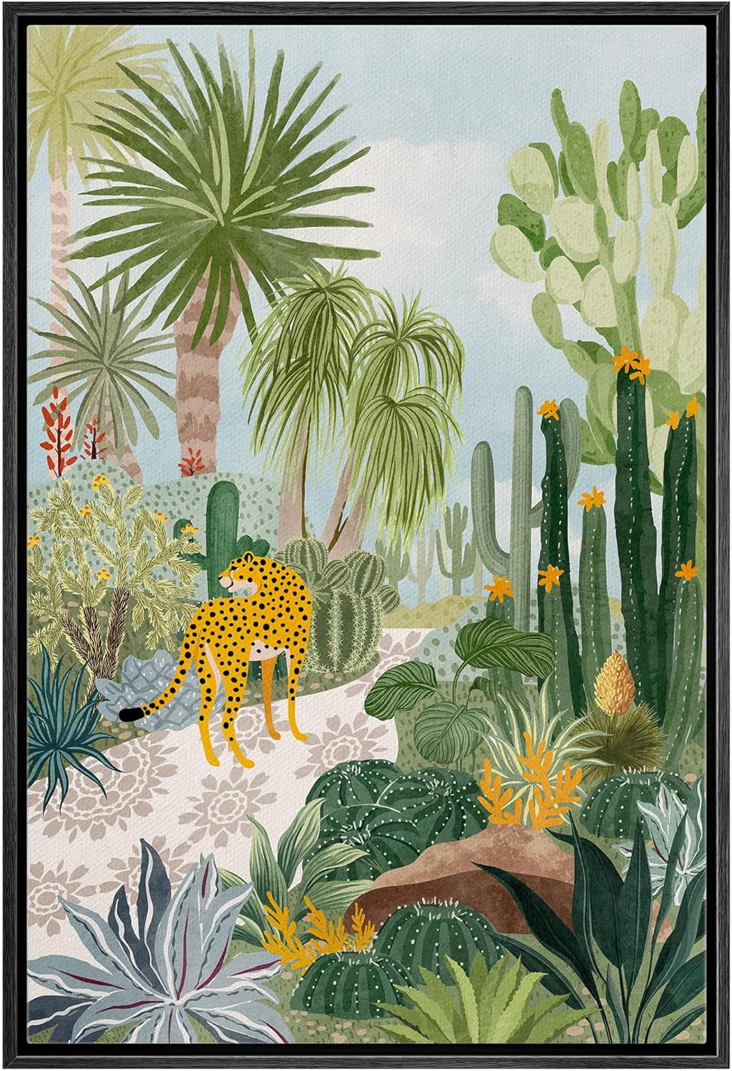 AEFER Framed Canvas Print Wall Art Tropical Island Rainforest Desert ...