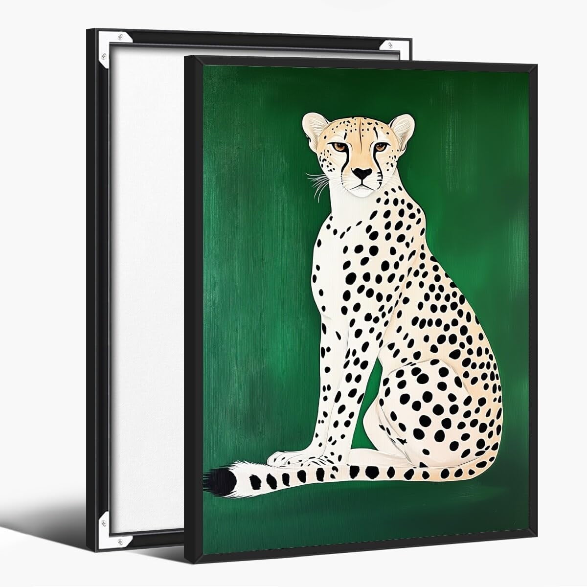 AEFER Funny Animal Posters,Leopard Sitting on a Green Background Wall ...