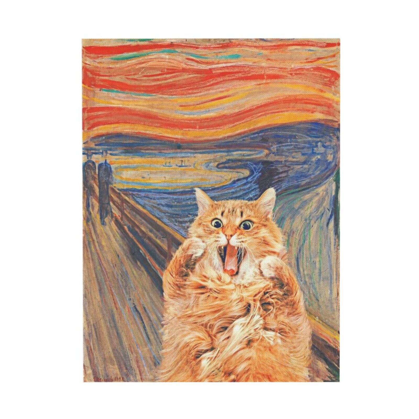 AEFER Funny Bathroom Cat Canvas Wall Art Scream Cat Poster Vintage ...