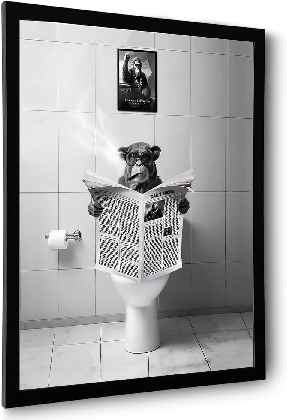 AEFER Funny Bathroom Decor Wall Art, Black and White Canvas Art Print ...