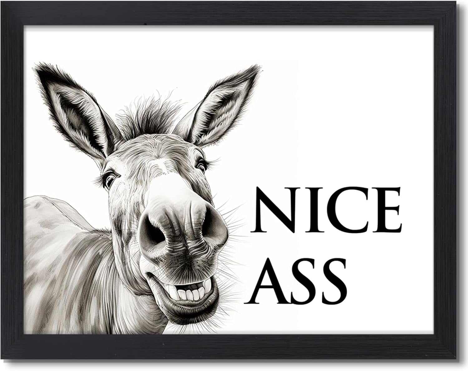 AEFER Funny Bathroom Wall Art Black and Grey Donkey Canvas Painting ...