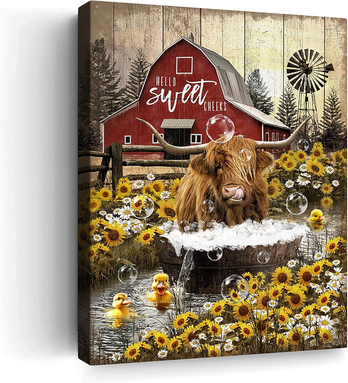 AEFER Funny Bathroom Wall Art Farmhouse Highland Cow Wall Art Country ...