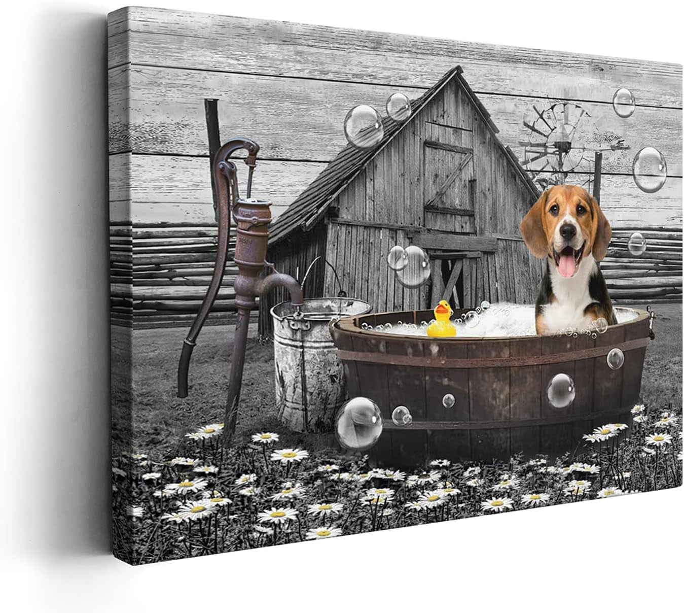 AEFER Funny Beagle Dog Wall Art Farmhouse Bathroom Decor Wall Pictures ...