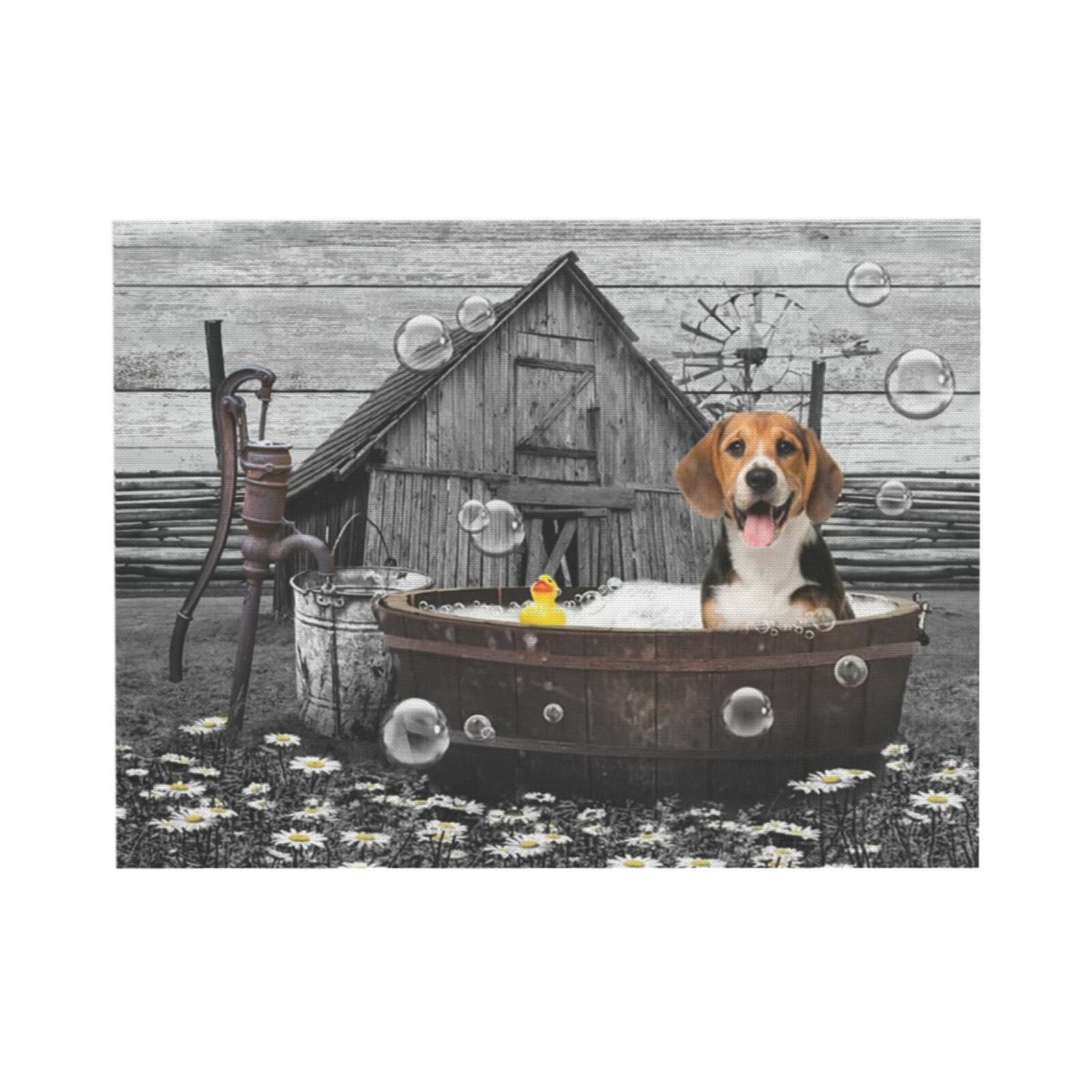 AEFER Funny Beagle Dog Wall Art Farmhouse Bathroom Decor Wall Pictures ...