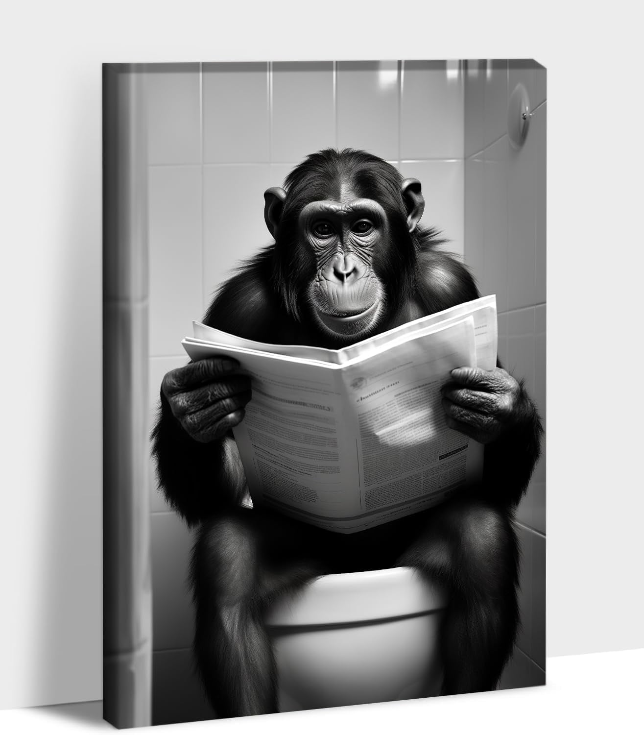 AEFER Funny Chimpanzee Bathroom Poster, Western Rustic Style Animal ...