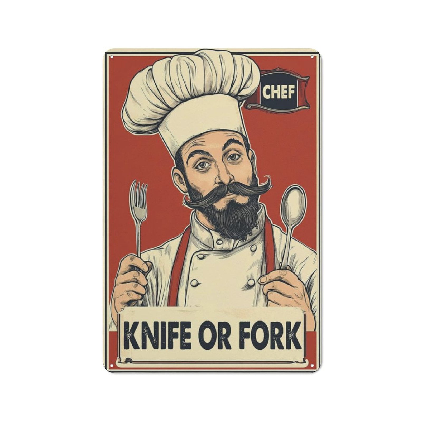 AEFER Funny Cooking Metal Sign Chef Knife or Fork Vintage Poster Retro ...
