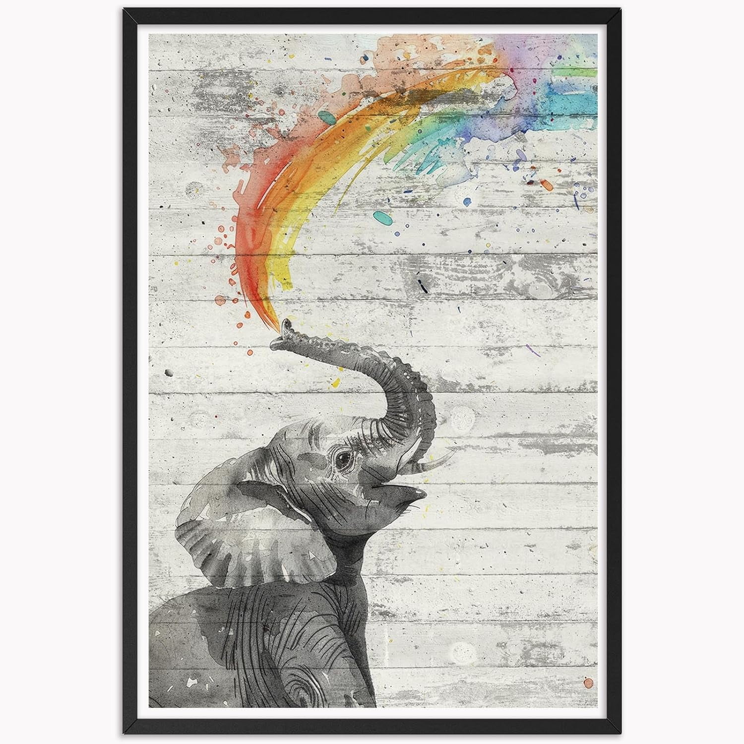 AEFER Funny Cute Vintage Elephant Puking Rainbow Watercolour Animal ...