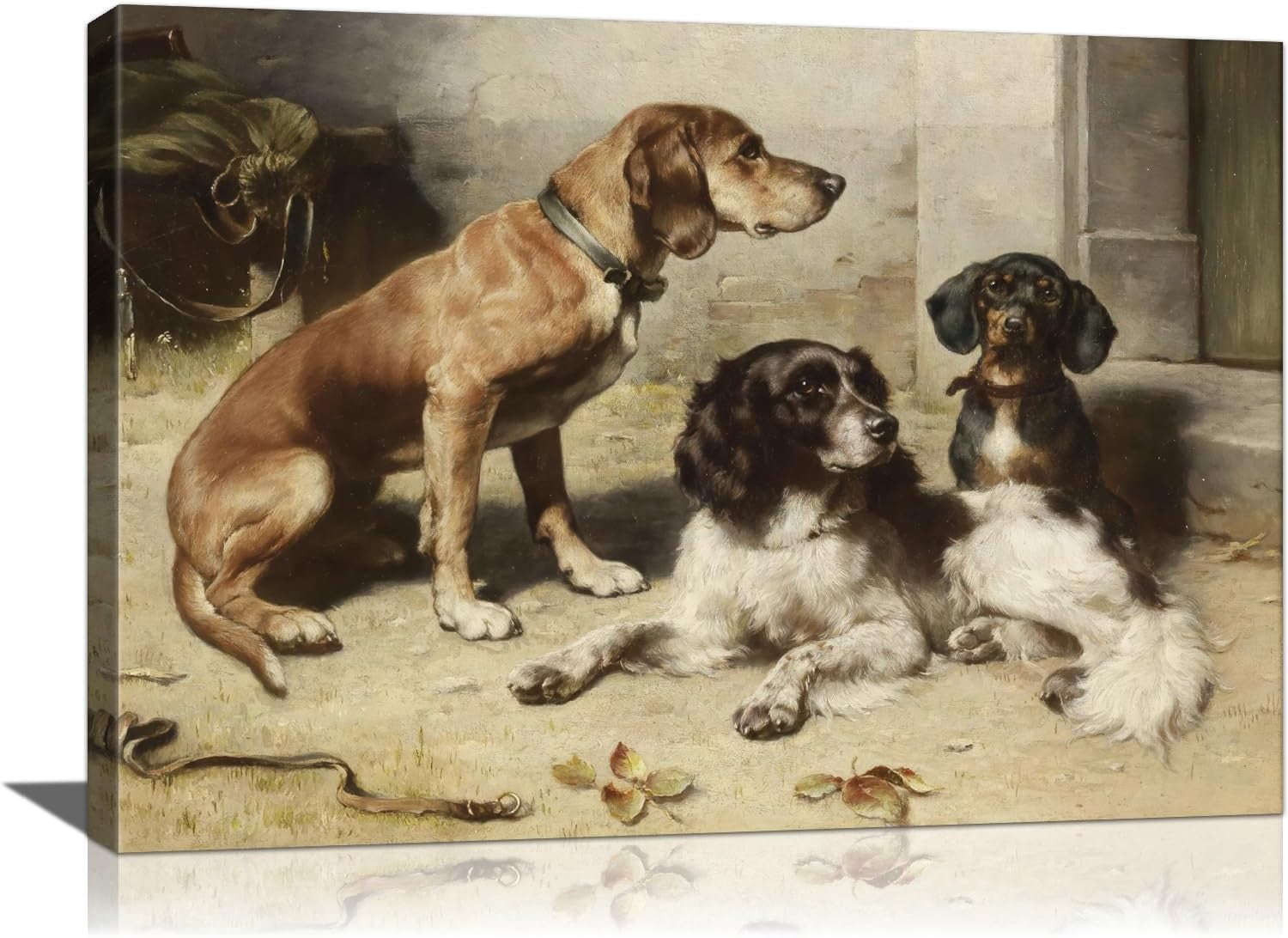 AEFER Funny Dog Canvas Wall Art Vintage Farmhouse Animal Picture Prints ...