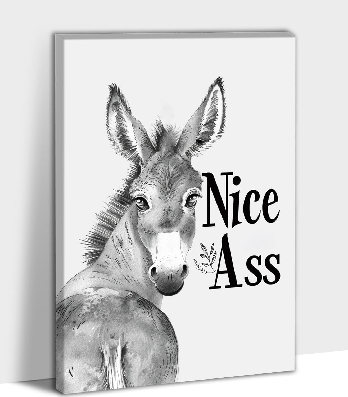AEFER Funny Donkey Animal Canvas Poster, Nice Ass Farmhouse Bathroom Sign, Donkey Black White ...