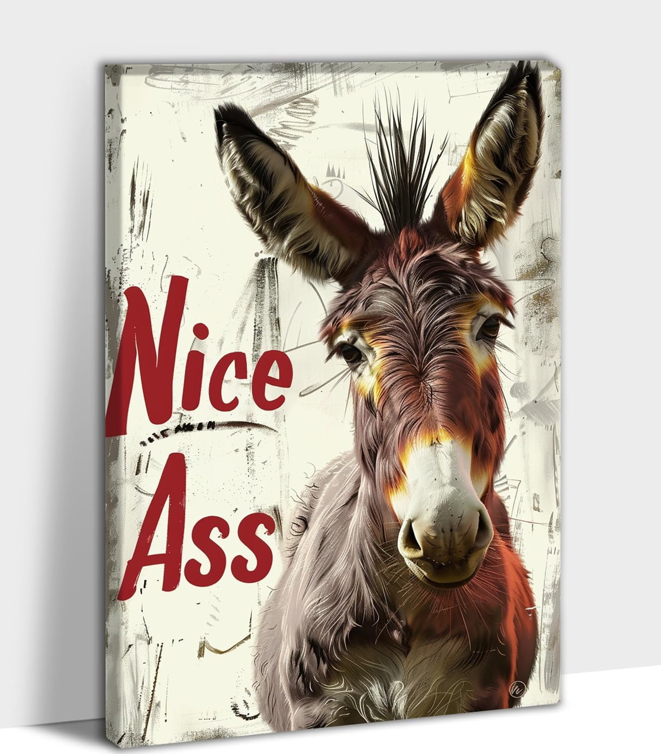 AEFER Funny Donkey Sunflower Nice Ass Wall Art, Nice Ass Quote Funny Donkey Canvas Paintings ...