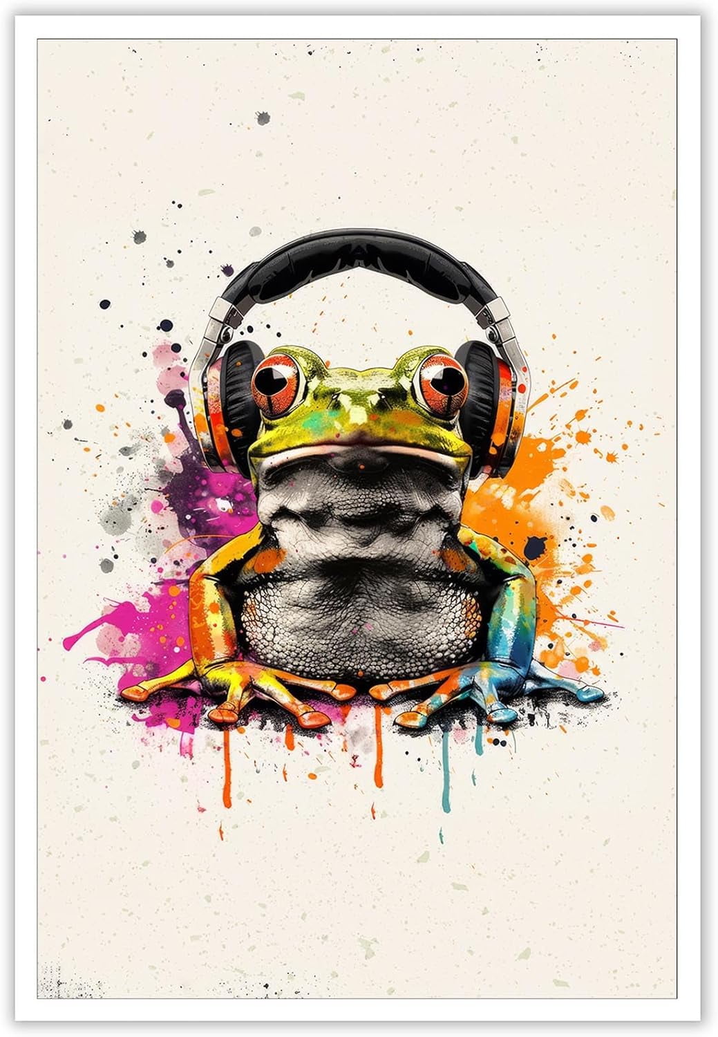 AEFER Funny Frog Canvas Wall Art Abstract Graffiti Art Posters Banksy ...