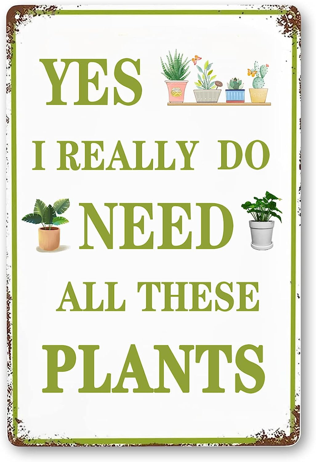 AEFER Funny Garden Signs Vintage Metal Tin Sign Plant Poster Yes I ...