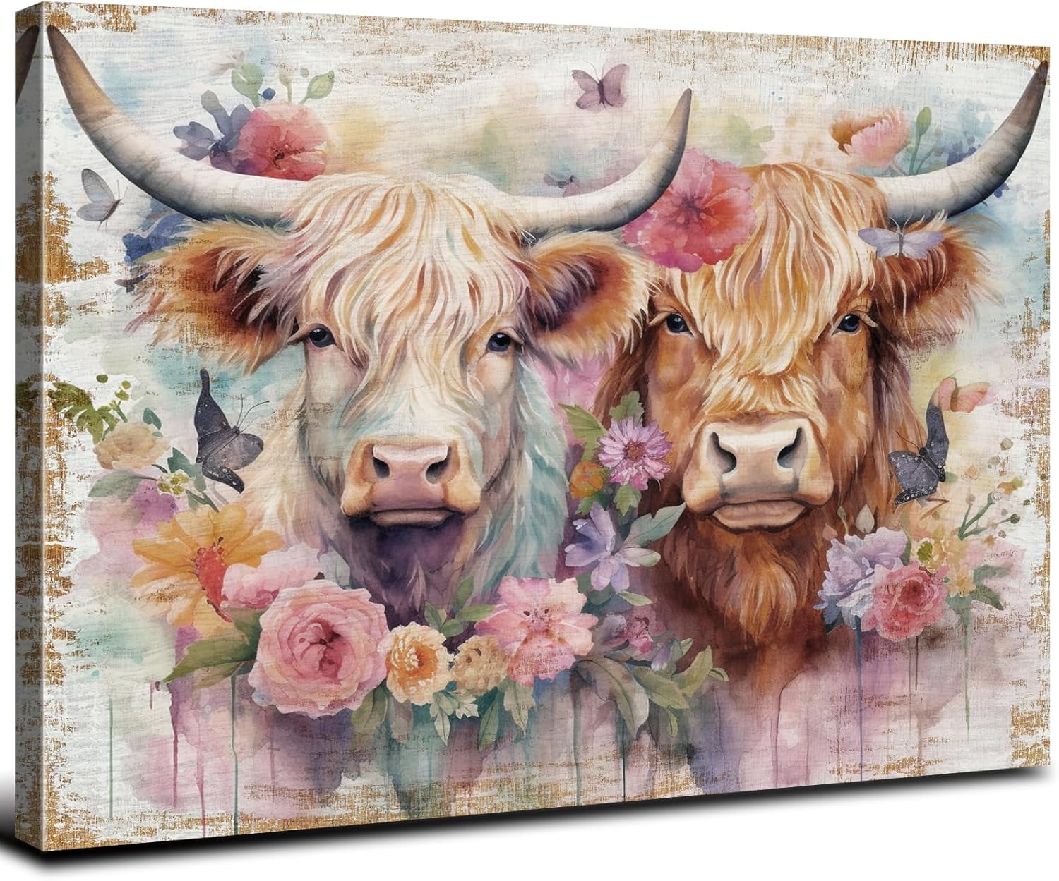 AEFER Funny Highland Cow Bathroom Decor Wall Art Farmhouse Rustic Cow ...