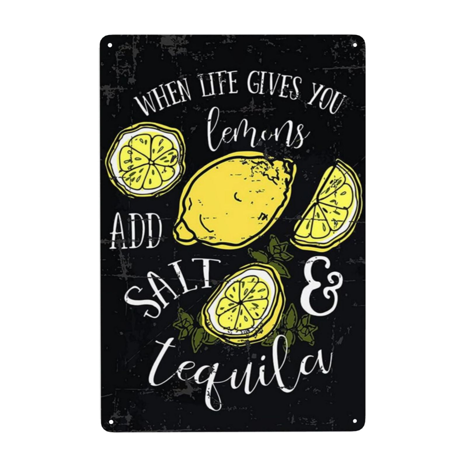 AEFER Funny Kitchen Lemon Metal Tin Sign Wall Decor Vintage When Life ...