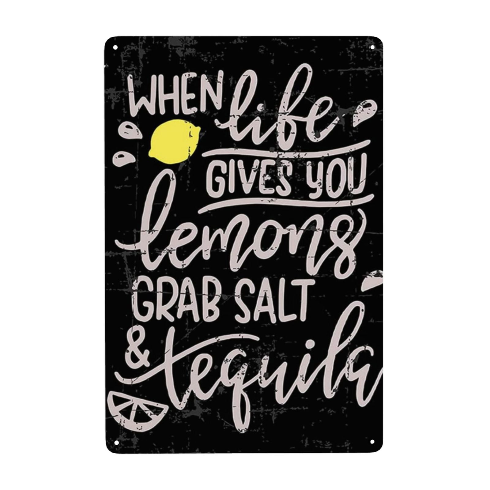 AEFER Funny Kitchen Lemon Metal Tin Sign Wall Decor Vintage When Life ...