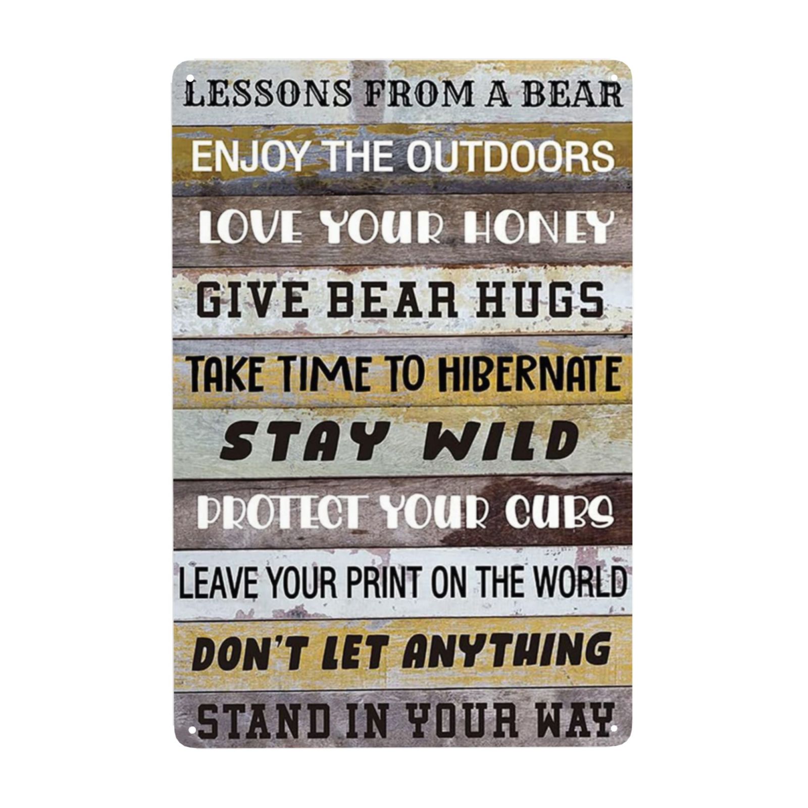 AEFER Funny Lesson from a Bear Metal Tin Sign Wall Art Decor Rustic ...
