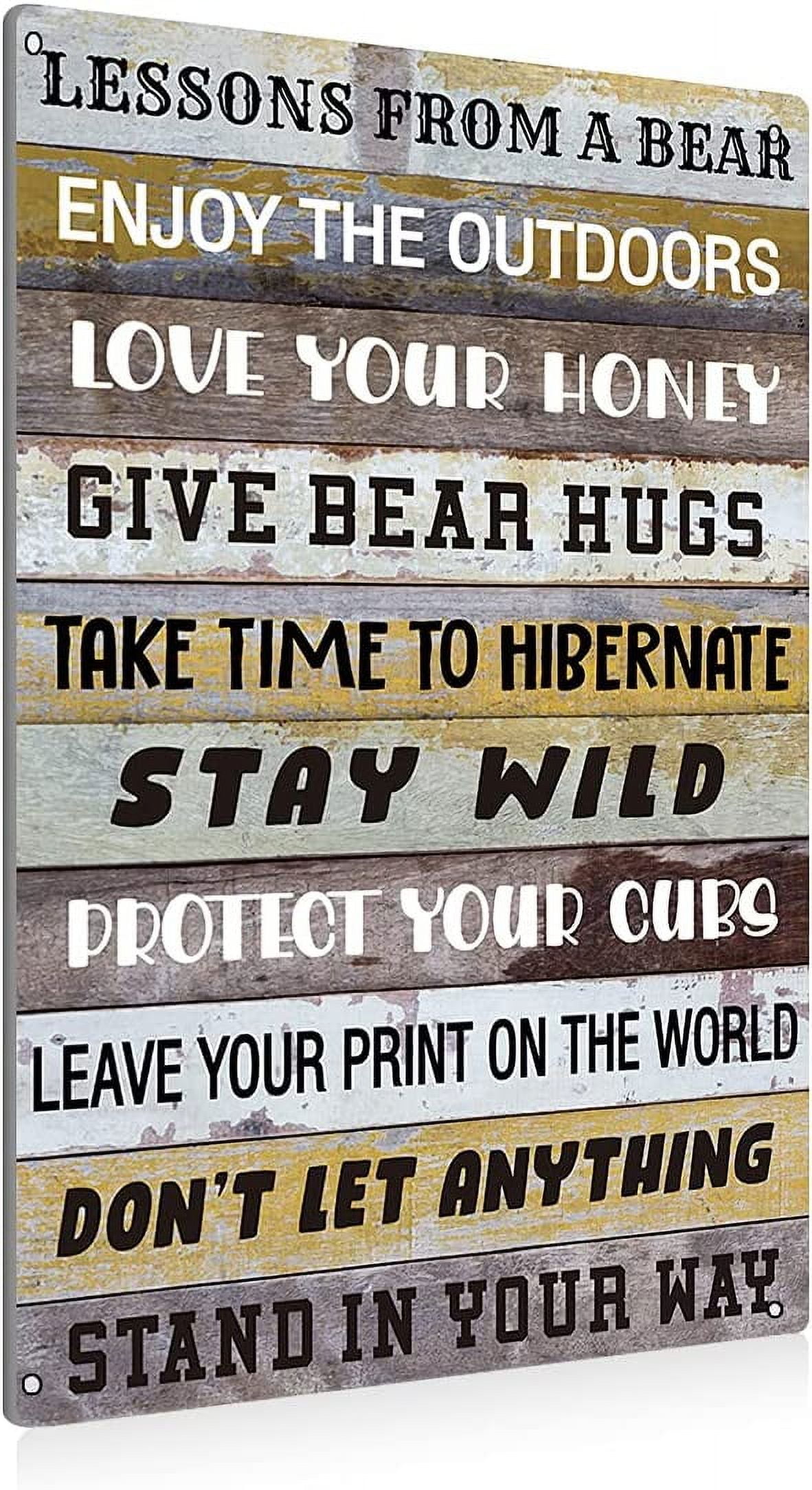 AEFER Funny Lesson from a Bear Metal Tin Sign Wall Art Decor Rustic ...