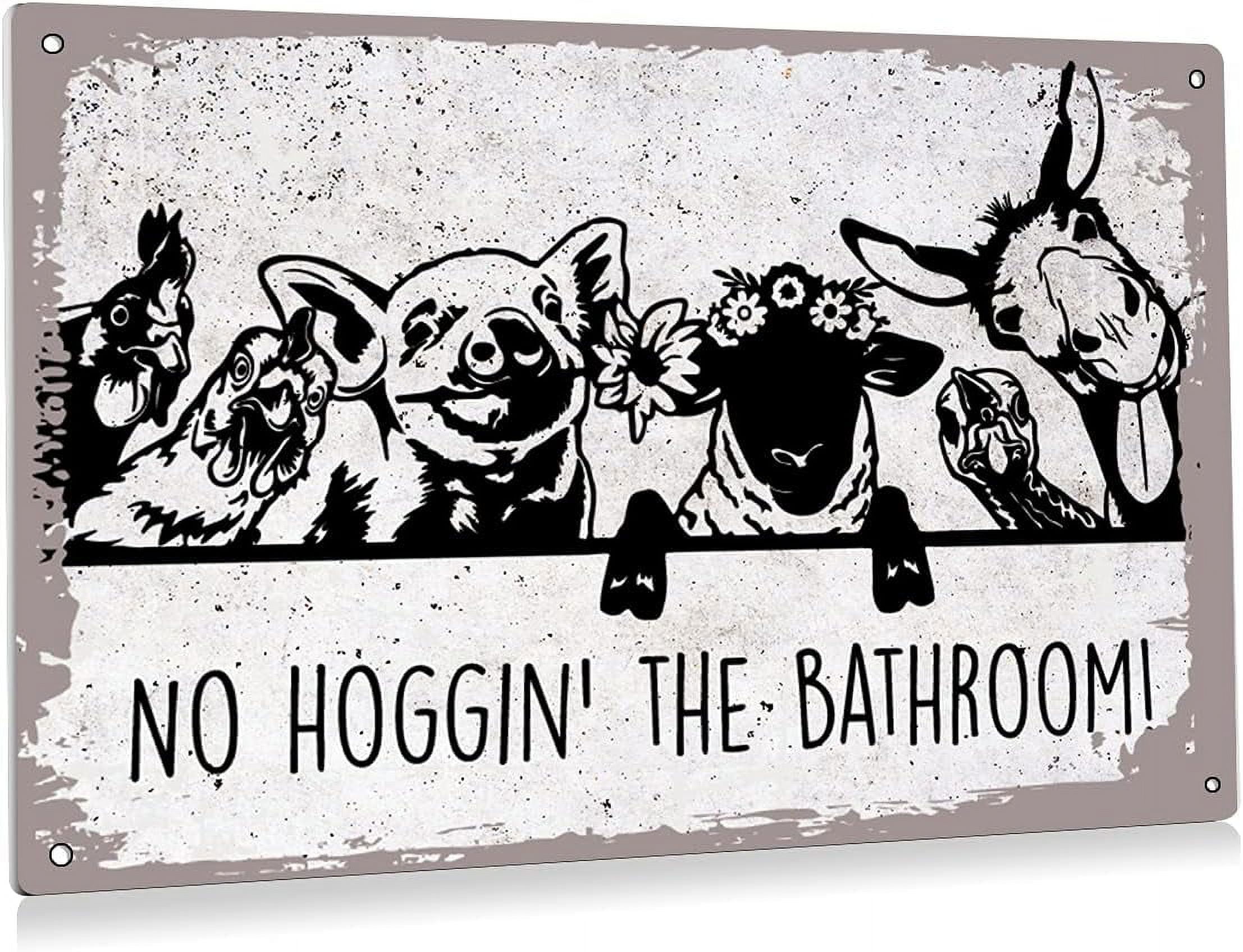 AEFER Funny No Hoggin The Bathroom Farm Animal Decor Bathroom Metal Tin ...