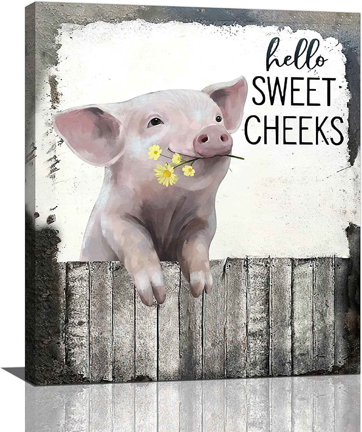 AEFER Funny Pig Bathroom Wall Art Farmhouse Pig Bathroom Pictures Wall ...
