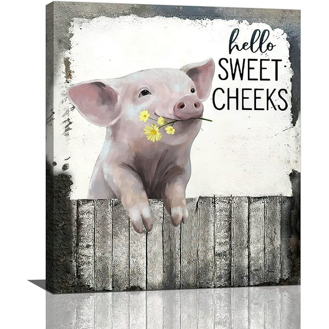 AEFER Funny Pig Bathroom Wall Art Farmhouse Pig Bathroom Pictures Wall ...
