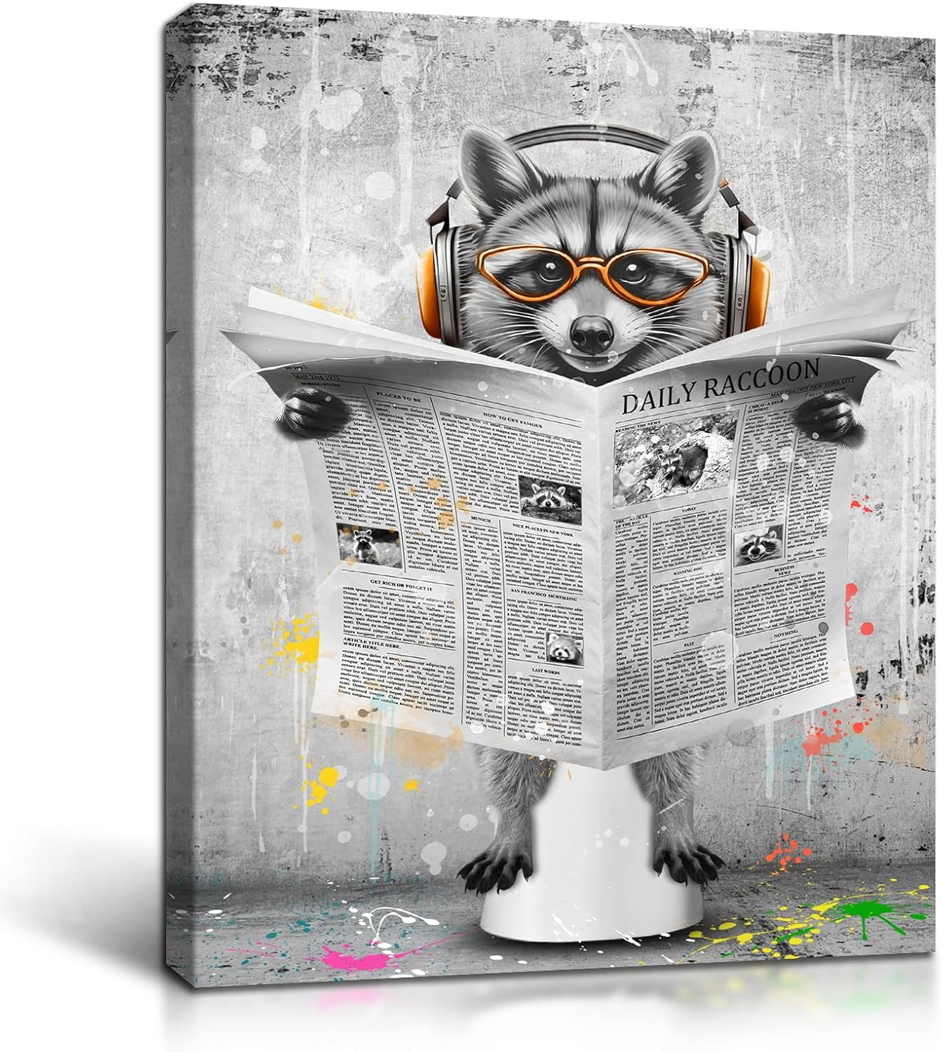 AEFER Funny Raccoon Wall Art Prints Bathroom Pictures Wall Decor Humor ...