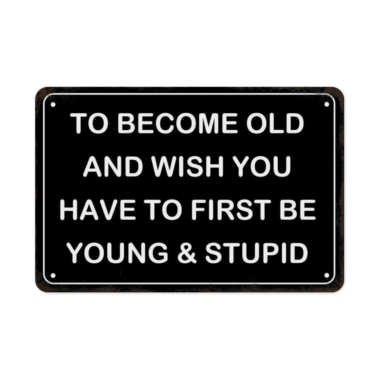 AEFER Funny Sarcastic Metal Aluminum Sign To Become Old And Wise You ...