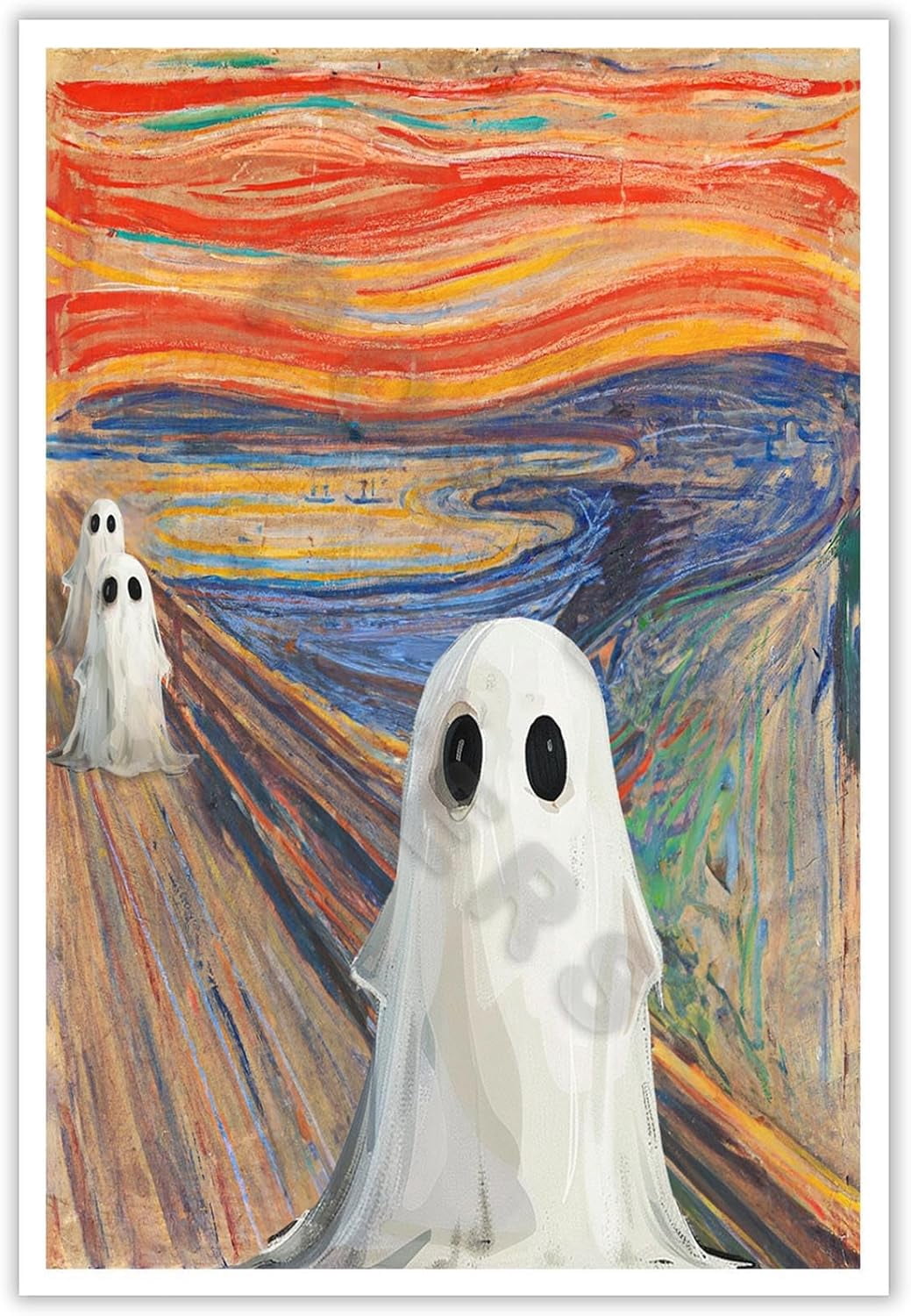 AEFER Funny Vintage Halloween Decor Edvard Munch Scream Ghost Canvas ...