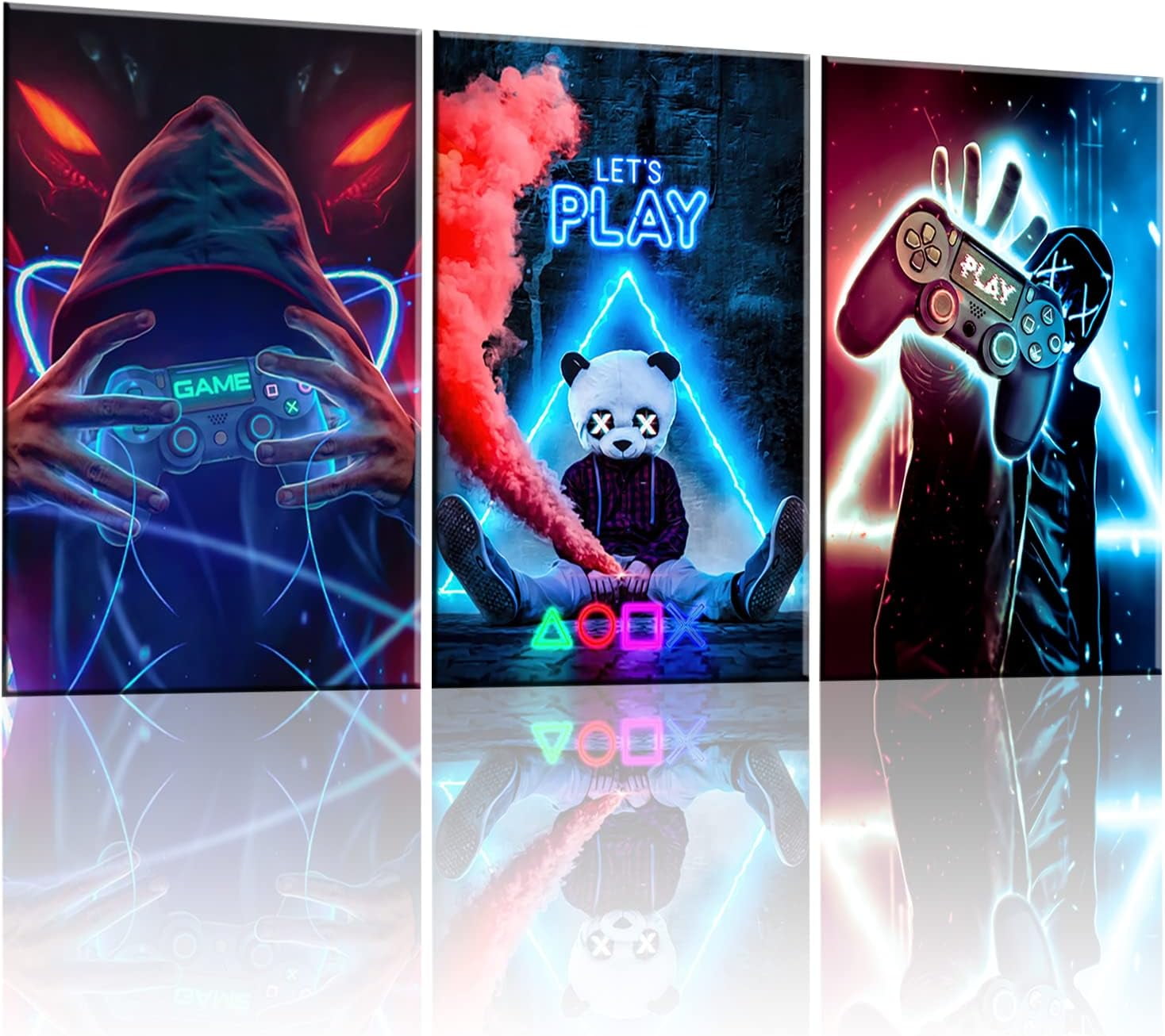 AEFER Game Room Decor Wall Art Video Game Theme Wall Art Poster Neon ...