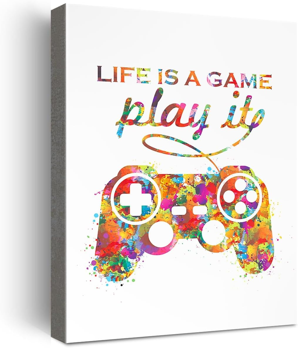 AEFER Gamer Room Decor,Life is a Game Play it Video Game Posters Canvas ...