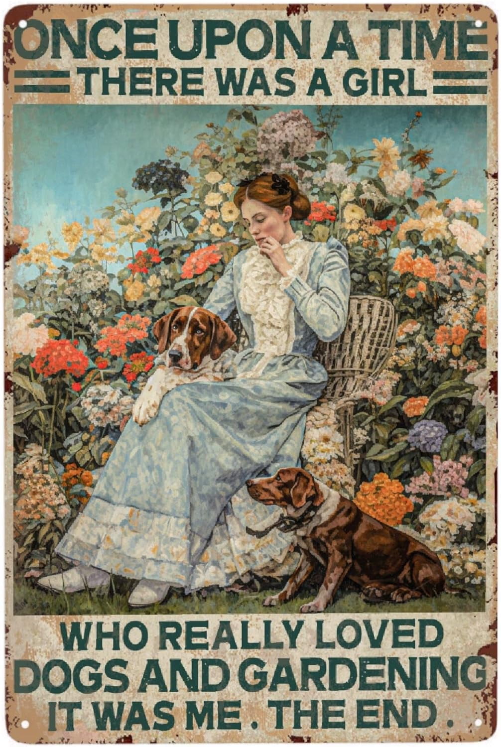 AEFER Garden Sign Vintage Metal Poster Decor-A Girl Loves Dogs And ...