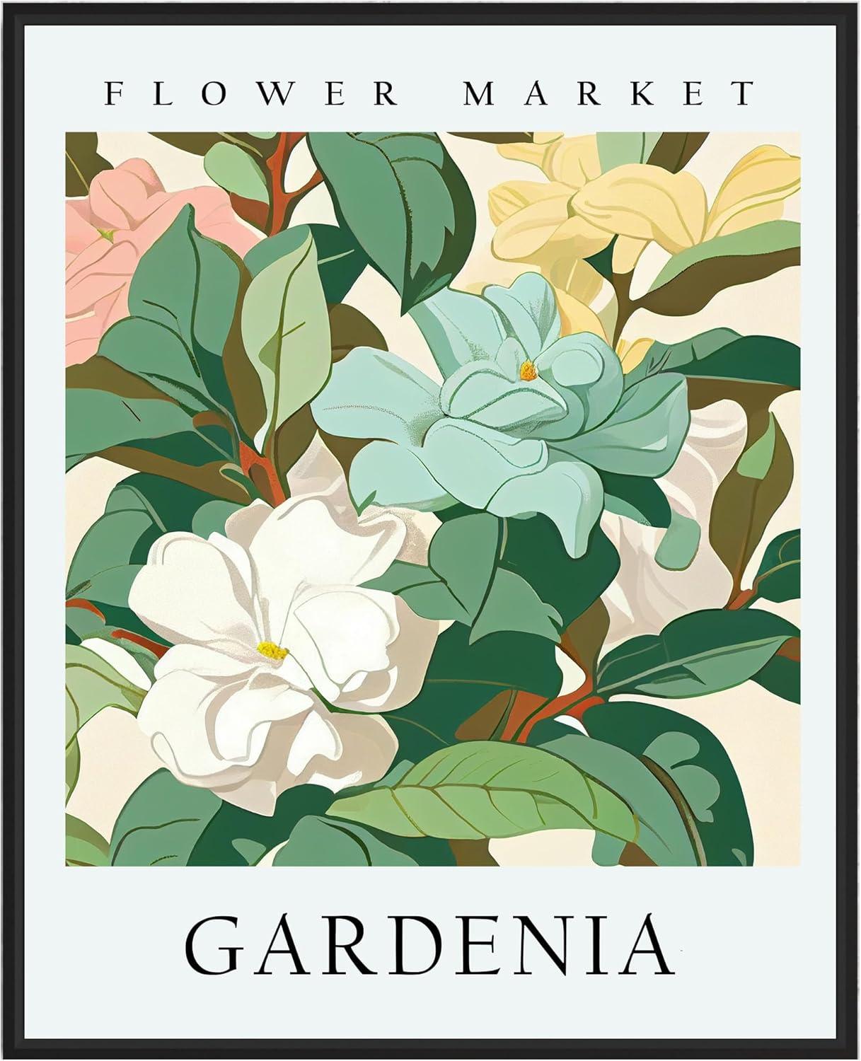 AEFER Gardenia Flower Art Print, Flower Market Poster Wall art Decor ...