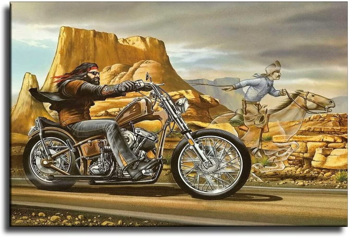 AEFER Ghost-Rider Motorcycle Rider Poster Decorative Painting Canvas ...