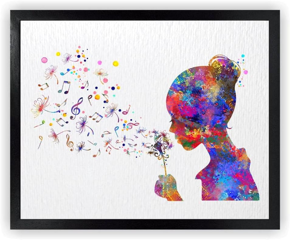 AEFER Girl Blowing Dandelion of Music Notes Music Lover Studio ...