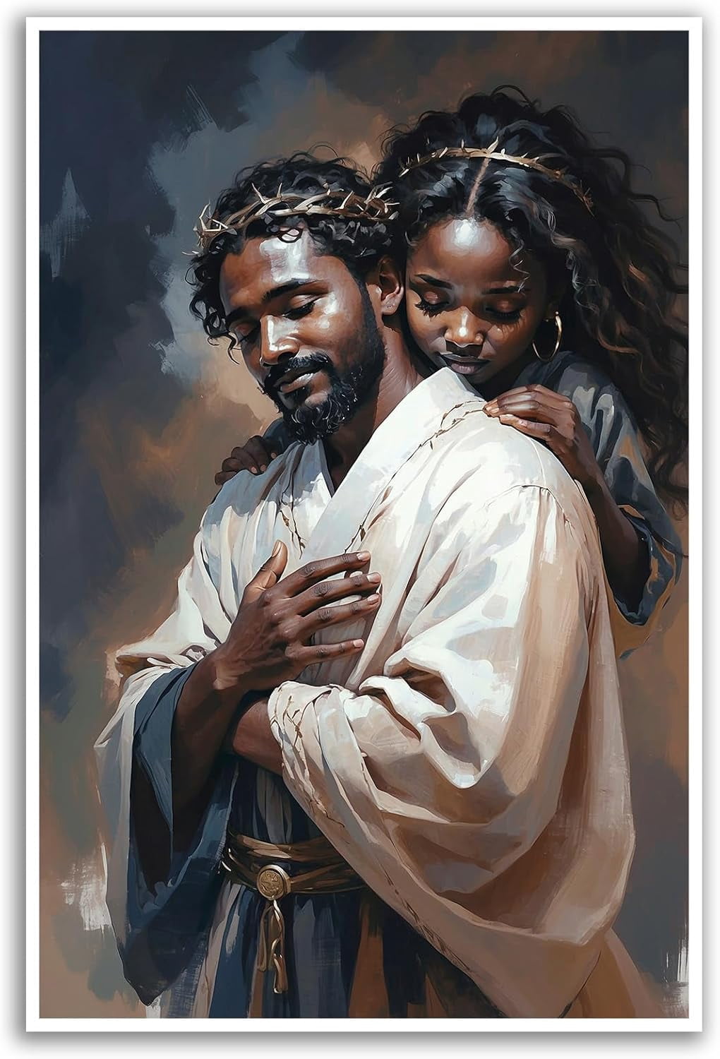 AEFER Girl hugging Jesus poster African American mural Black Christian ...