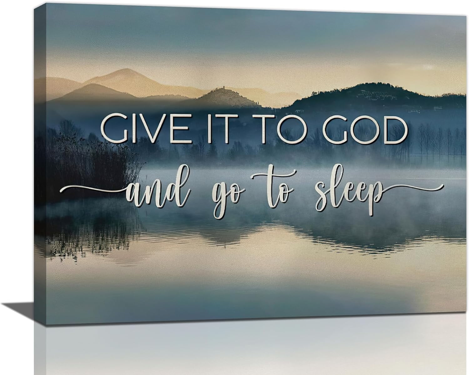 AEFER Give It To God And Go To Sleep Sign Wall Art Lake Mountain ...