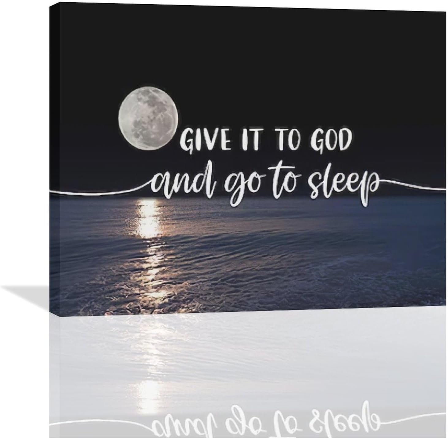 AEFER Give It to God and Go to Sleep Sign Canvas Wall Art Quiet Sea ...