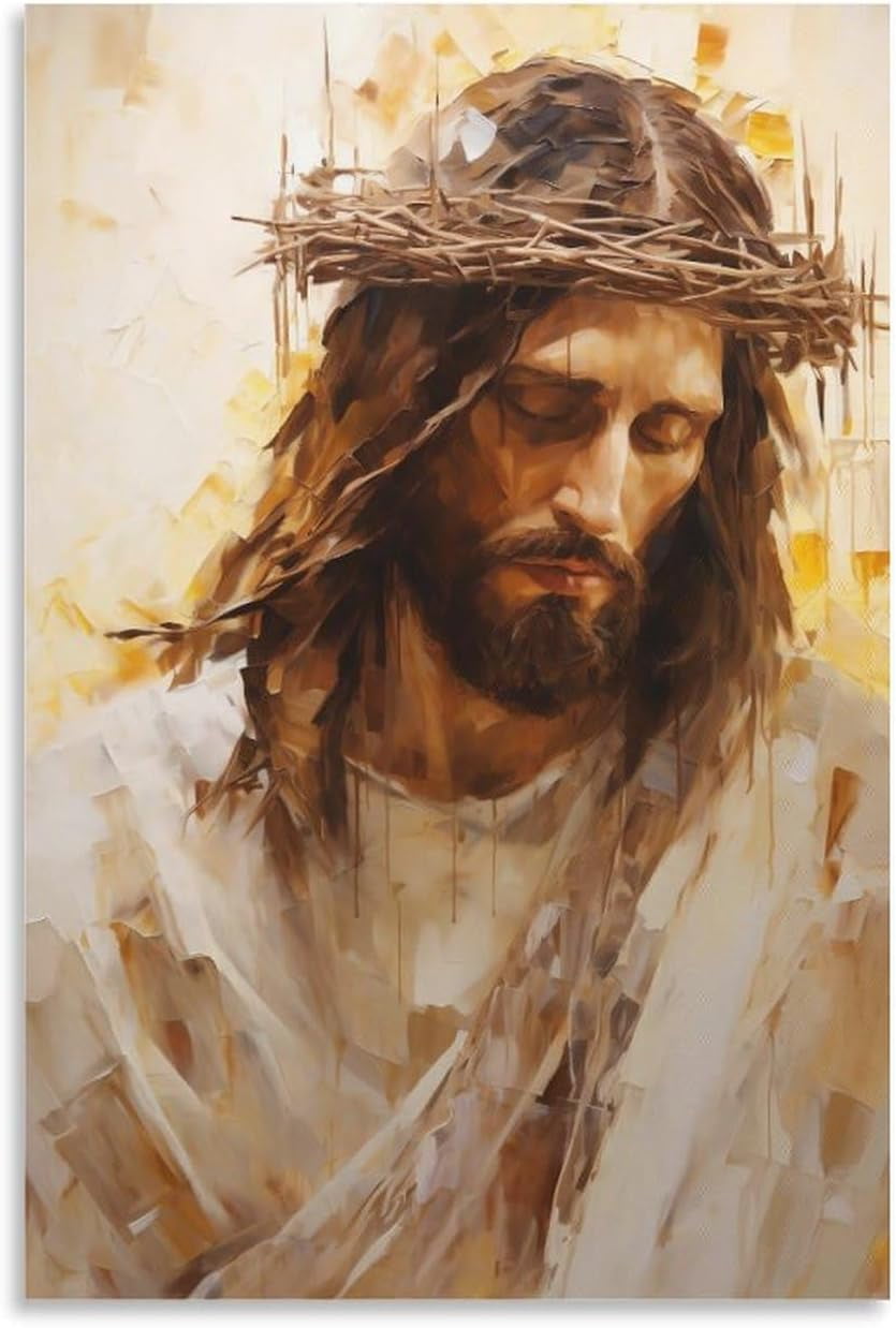 AEFER God Jesus Persecution Wall Art Crown of Thorns Catholic Poster ...