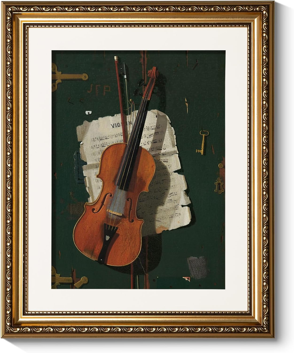 AEFER Gold Unframed Music Wall Art, Music Room Bedroom The Old Violin ...