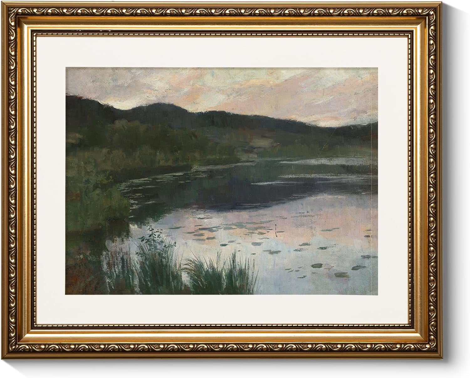 AEFER Gold Unframed Scenery Wall Art, Living Room Bedroom River ...